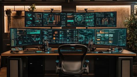 Advanced Technology Workstation With Multiple Screens Displaying Data