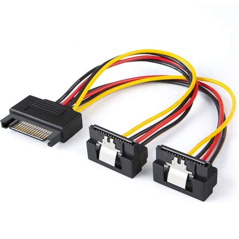 Angle SATA Pin Male To Dual Pin Female Power Extension Cable