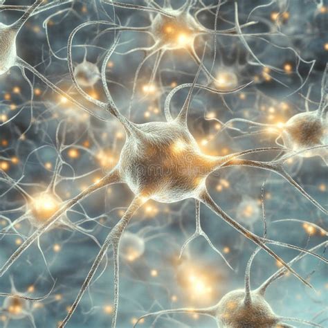 Glowing Neural Connections Close Up Of Active Neurons In The Brain Network Stock Image Image