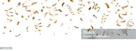 우아한 황금색 색종이 조각과 별이 흰색 깨끗한 배경에 분리되어 축하 테마 축제 장식 휴일 판매 및 환희 이벤트 프로모션에