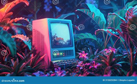 Old Retro Personal Computer With Vintage Crt Display Obsolete Old Fashioned Pc With Keyboard