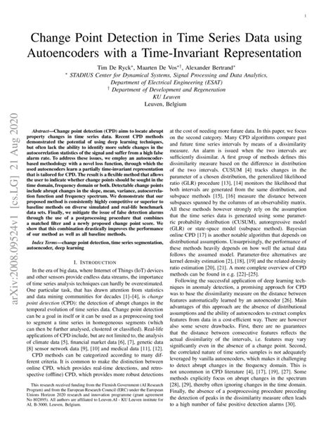 Change Point Detection In Time Series Data Using Autoencoders With A Time Invariant
