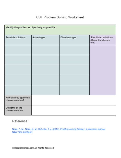 Cbt Problem Solving Worksheet Happiertherapy Worksheets Library