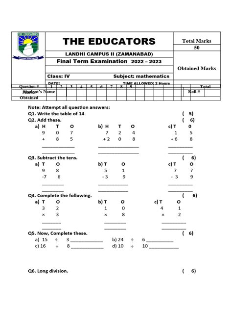 Mathematic Class 2 Pdf