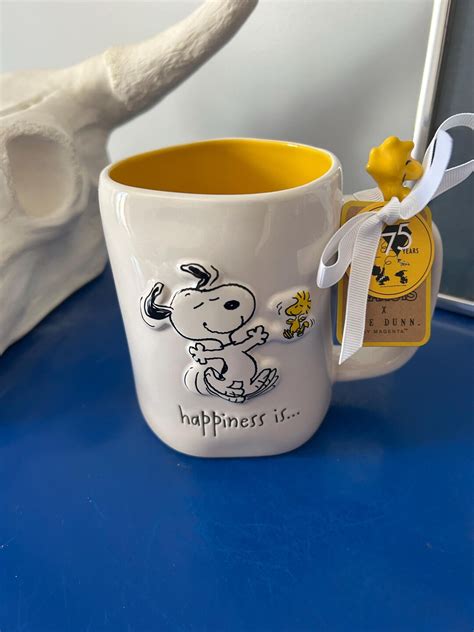 Rae Dunn Peanuts Snoopy Woodstock Dancing Happiness Is With Woodstock
