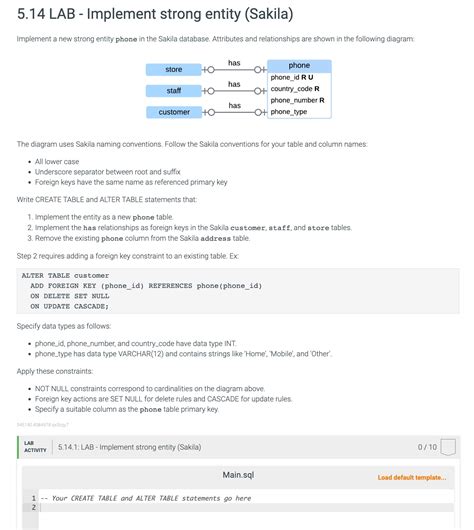 Solved LAB Implement Strong Entity Chegg Com