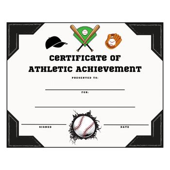 Baseball Player Certificate Of Athletic Achievement Sports Award