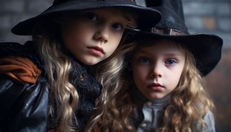 Premium Ai Image Two Cute Caucasian Girls Outdoors Smiling Looking At