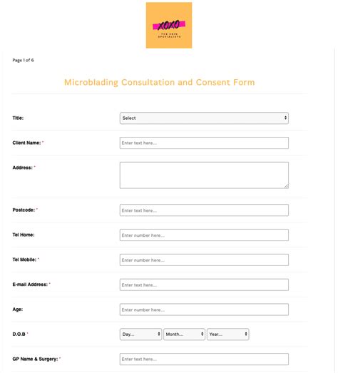 Microblading Consultation And Consent Form Template By Ipegs