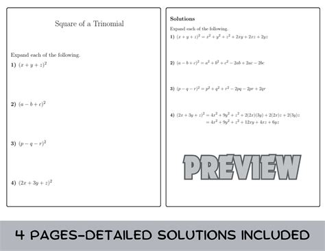 Trinomial Worksheet