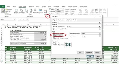 how to easily print excel sheets in black and white