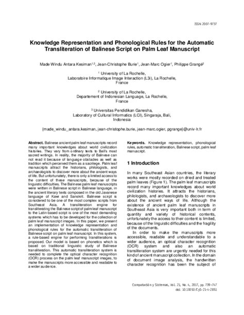 Pdf Knowledge Representation And Phonological Rules For The Automatic Transliteration Of