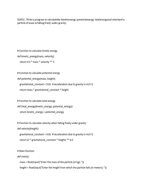 Function To Calculate Kinetic Energy Pdf Kinetic Energy