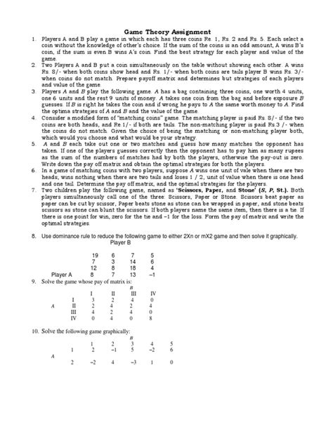 Unit 3 Problem Pdf Game Theory Applied Mathematics