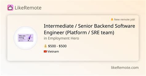 📩 Intermediate Senior Backend Software Engineer Platform Sre Team
