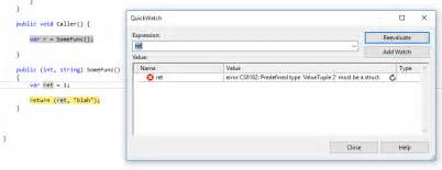 How Can I Remove Exception Predefined Type ValueTuple Must Be A Struct When Debugging