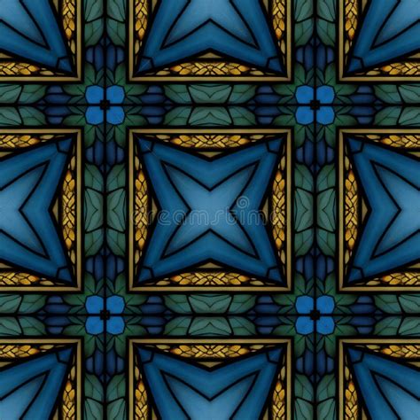 Seamless Tileable Decorative Pattern In Stained Glass Window Style Stock Illustration