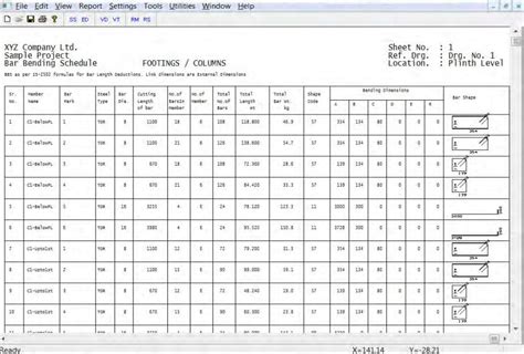 Bar Bending Schedule Program In Microsoft Excel Construction Program Schedule Microsoft