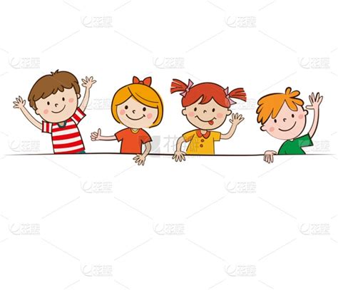 拿着 儿童 幸福 矢量 布告 绘画插图 卡通 空白的 白色背景 贺卡素材 花瓣网