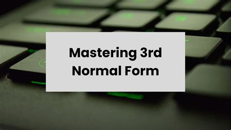 How To Normalize A Database To 3rd Normal Form 3nf