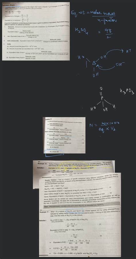 Equivalent Weight Equivalent Weight Of Any Substance Is That Weight Which