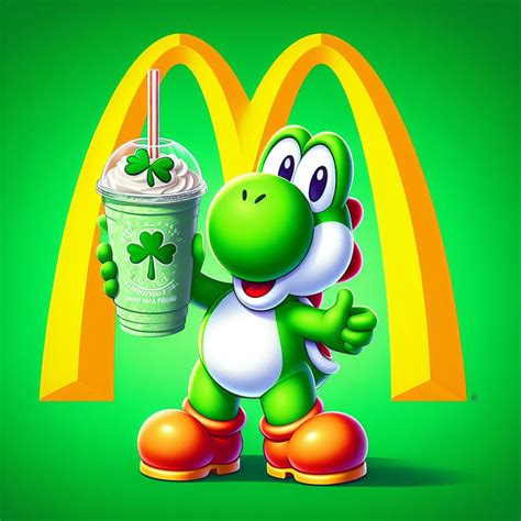 Yoshi Holding A Shamrock Shake By Alteregobro On Deviantart