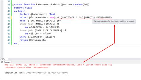 Dúvida Incorrect Syntax Near Faturamento Microsoft Sql Server