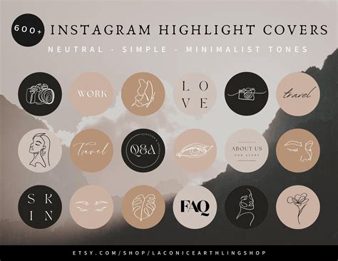 600 Minimalist Instagram Highlight Covers Neutral Beige And Black