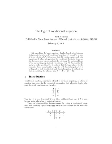 Pdf The Logic Of Conditional Negation