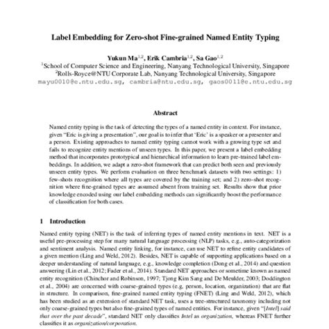 Label Embedding For Zero Shot Fine Grained Named Entity Typing Acl Anthology