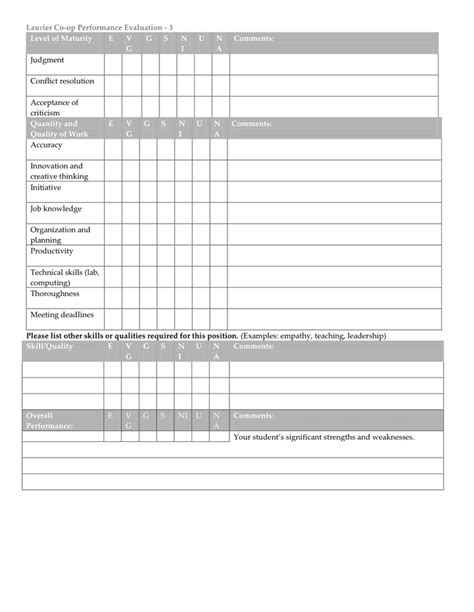 PERFORMANCE EVALUATION In Word And Pdf Formats Page Of