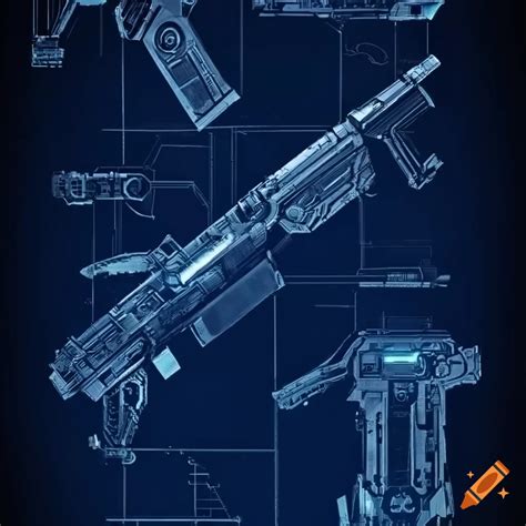 Detailed Sci Fi Weapon Blueprint From Gears Of War Engineers On Craiyon