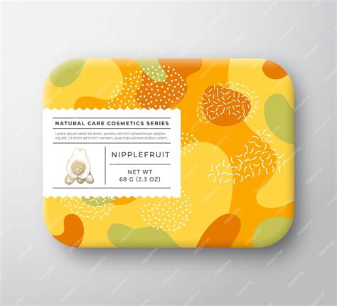 과일 목욕 화장품 상자 케어 라벨 커버 포장 디자인 현대 타이포그래피와 손으로 그린 Nipplefruit 추상 카 모 배경 패턴