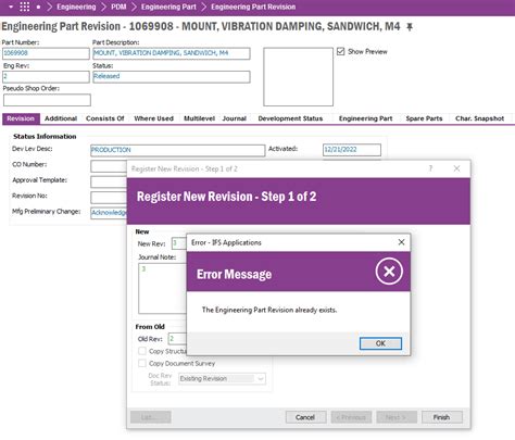 How To Fix This Error Engineering Part Revision Already Exists Ifs