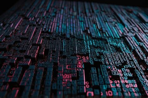 geometric shapes interwoven with binary code patterns premium ai