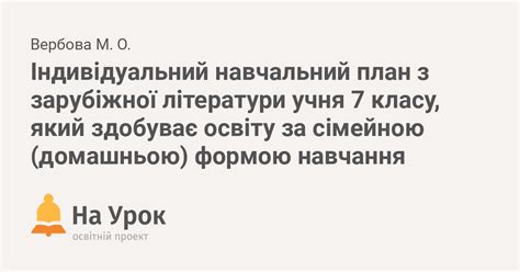 Індивідуальний навчальний план з зарубіжної літератури учня 7 класу який здобуває освіту за