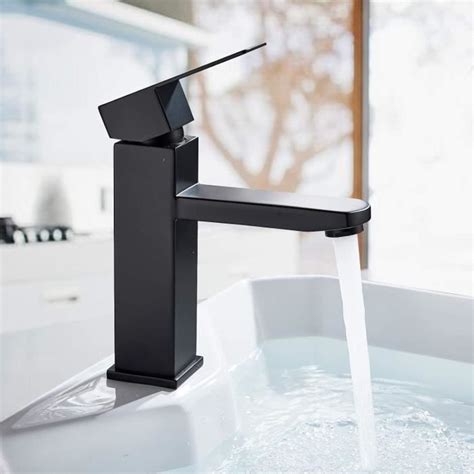 Robinet Mitigeur Noir À Levier Unique Pour Lavabo De Salle De Bain En