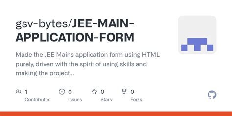 Github Gsv Bytesjee Main Application Form Made The Jee Mains Application Form Using Html
