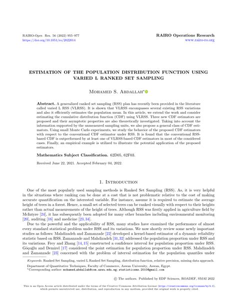 Pdf Estimation Of The Population Distribution Function Using Varied L Ranked Set Sampling