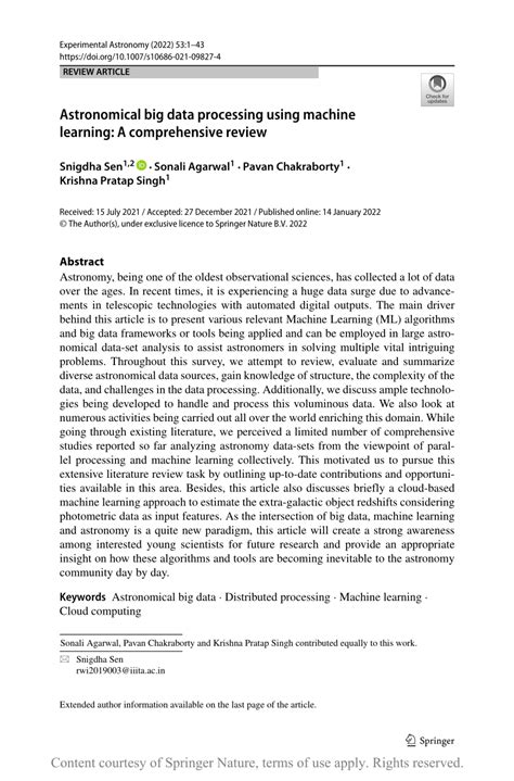Astronomical Big Data Processing Using Machine Learning A