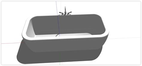 梯形白瓷圆角浴缸中间龙头双开关su模型厨卫用品土木在线