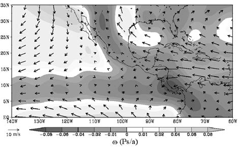 Mean Summer Atmospheric Circulation At 925 Mb And Vertical P Velocity ω Download Scientific