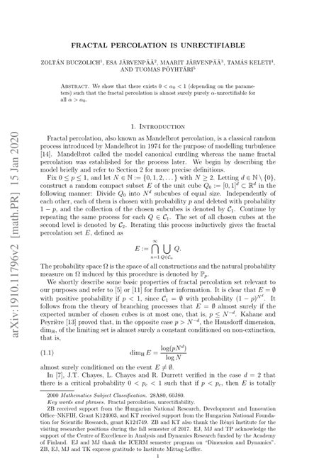 Pdf Fractal Percolation Is Unrectifiable