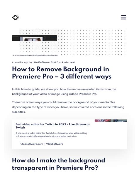 How To Remove Background In Premiere Pro 3 Diff Pdf Adobe Photoshop Computing