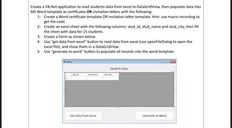 Create A Vbnet Application To Read Students Data