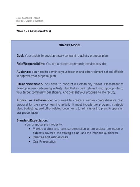 Week 6 7 Assessment Task Grasps Model Download Free Pdf Psychological Concepts Cognition