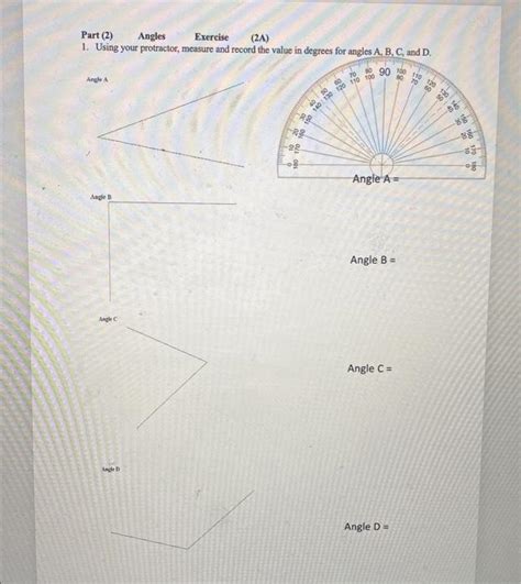using your protractor measure and record the value