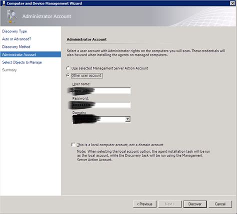 Scom 2012 Agent Discovery The User Does Not Have Sufficient