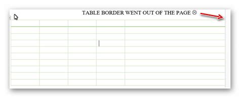 how to resize a table when the border is outside the page [ms word