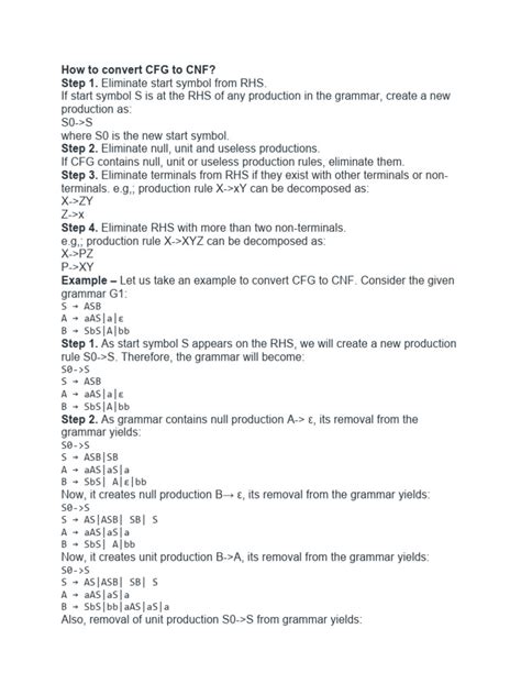 How To Convert Cfg To Cnf Download Free Pdf Models Of Computation Theory Of Computation